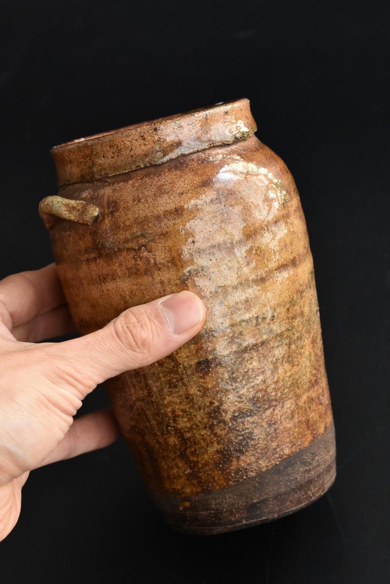 Edo Period Antique Pottery '1750-1850' "Iga Ware" Vase / Japanese Old ...