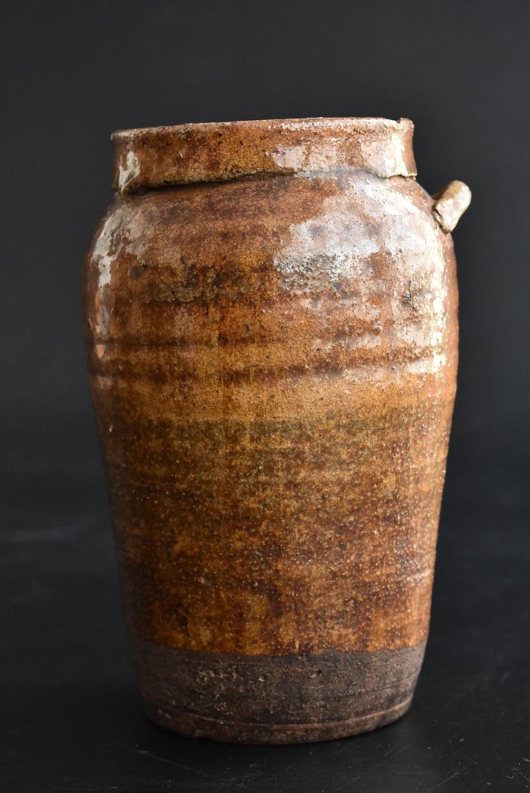 Edo Period Antique Pottery '1750-1850' "Iga Ware" Vase / Japanese Old ...