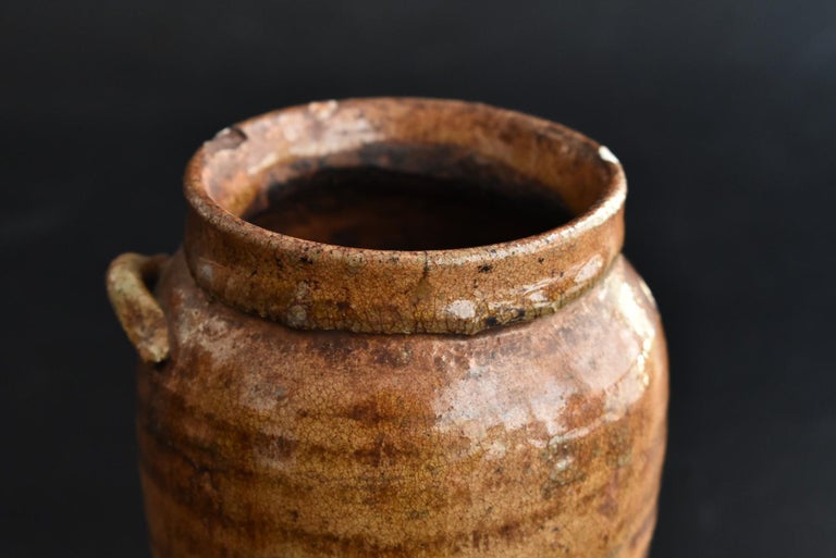 Edo Period Antique Pottery '1750-1850' "Iga Ware" Vase / Japanese Old ...