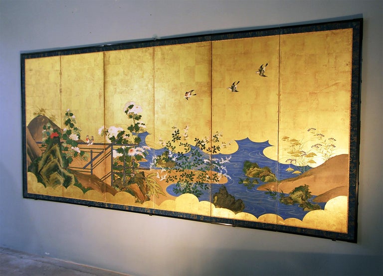 Edo Period, Early 19th Century Japanese Folding Screen by Rinpa School ...