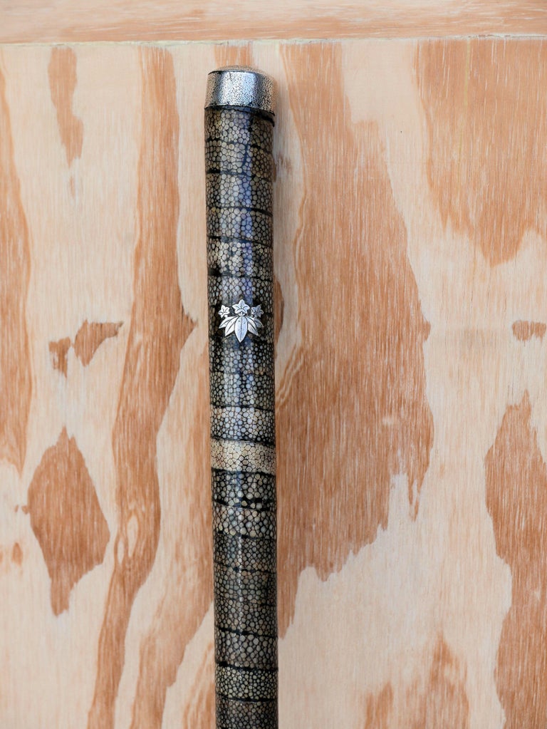 Meiji Period Shagreen Clad Cane with Minamoto Clan Crest For Sale at ...
