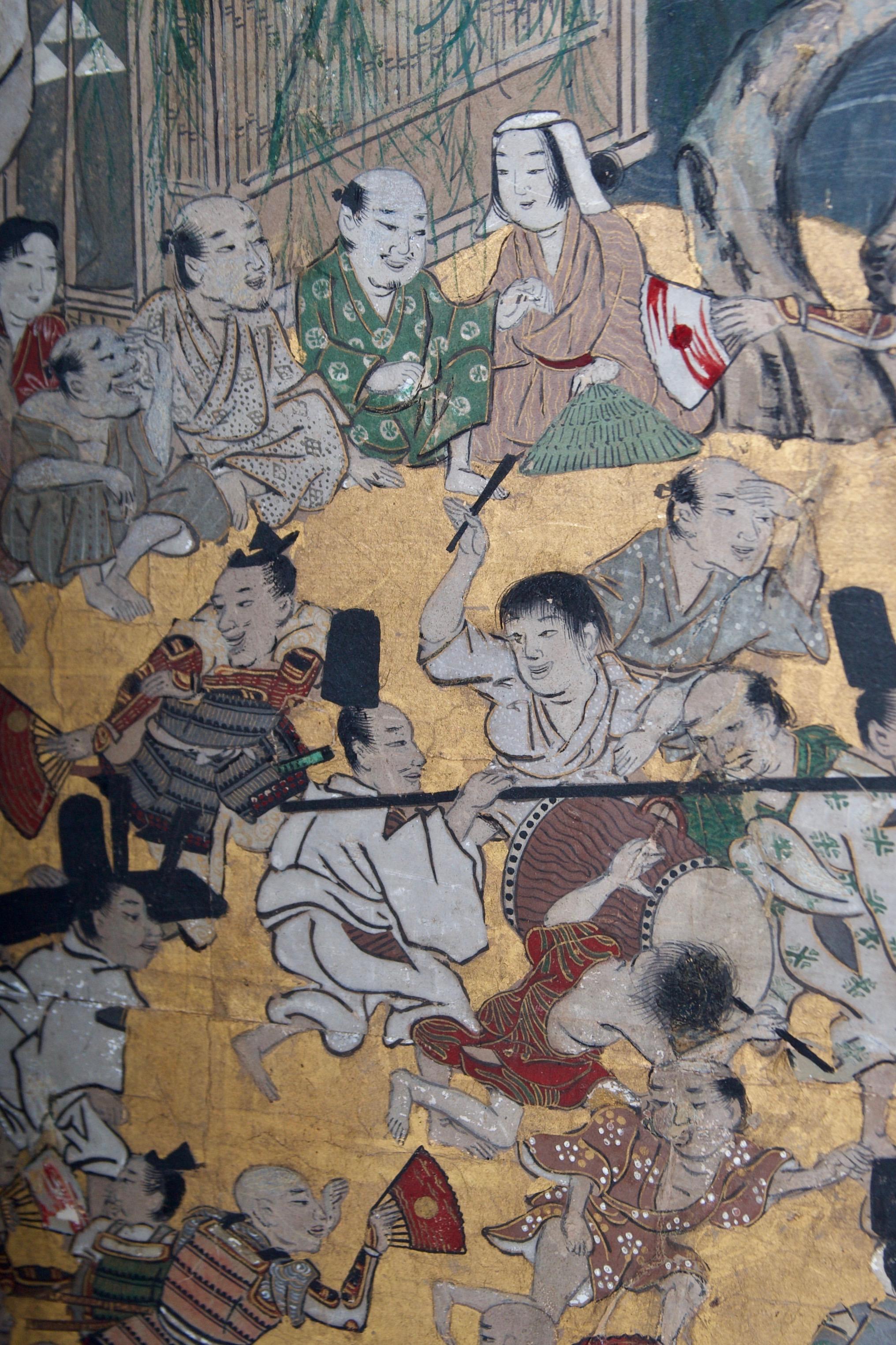 Edo Period Six Panel Folding Screen, Depicting the Hie Sanno Matsuri ...