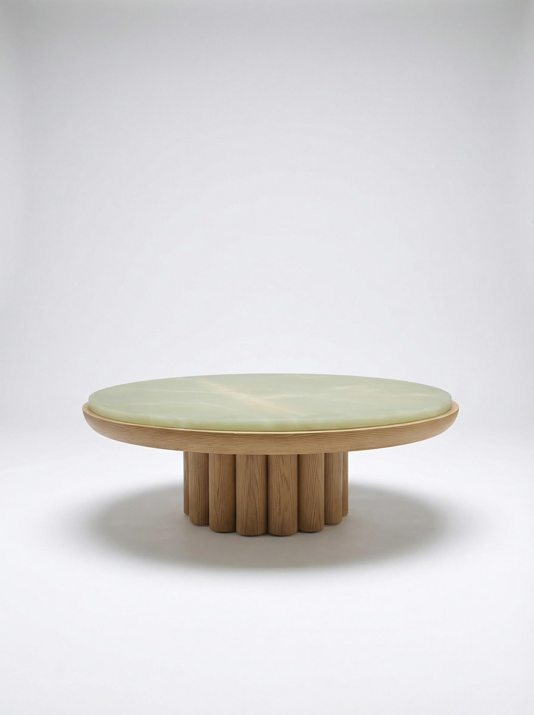 Edoni Coffee table - oak and green onyx top For Sale at 1stDibs