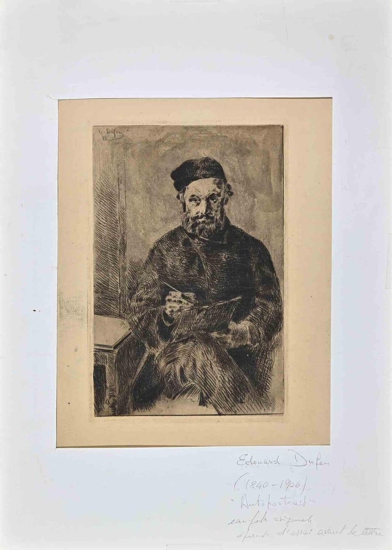 Edouard Dufeu - Self-Portrait - Etching By Edouard Dufeu -1888 For Sale ...