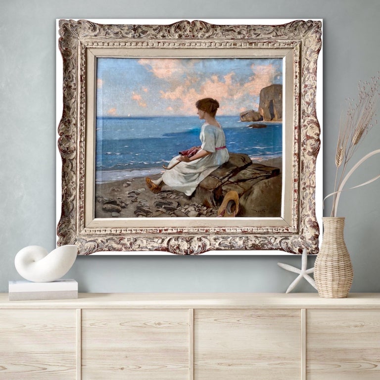 Edouard John Menta - 19th century impressionist painting - Lady on the ...