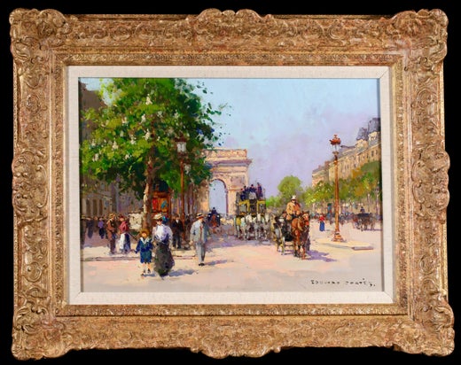 Édouard Leon Cortès - Edouard Léon Cortès, Oil on Wood Panel, "Notre-Dame View from The Quays ...