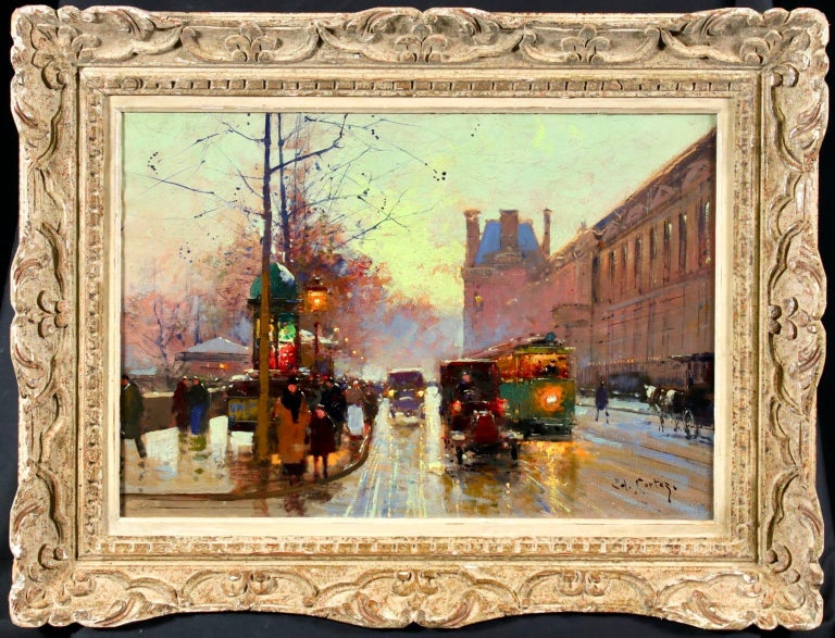 Édouard Leon Cortès - Le Quai du Louvre - Impressionist Oil, Figures in ...