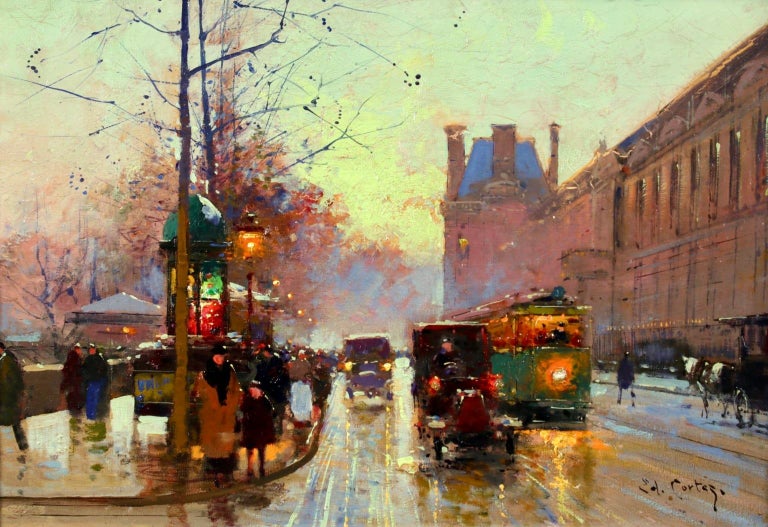 Édouard Leon Cortès - Le Quai du Louvre - Impressionist Oil, Figures in ...