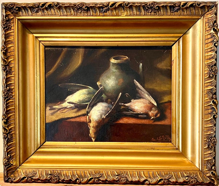 Edouard Leruth - Antique petite French painting - hunting still-life ...
