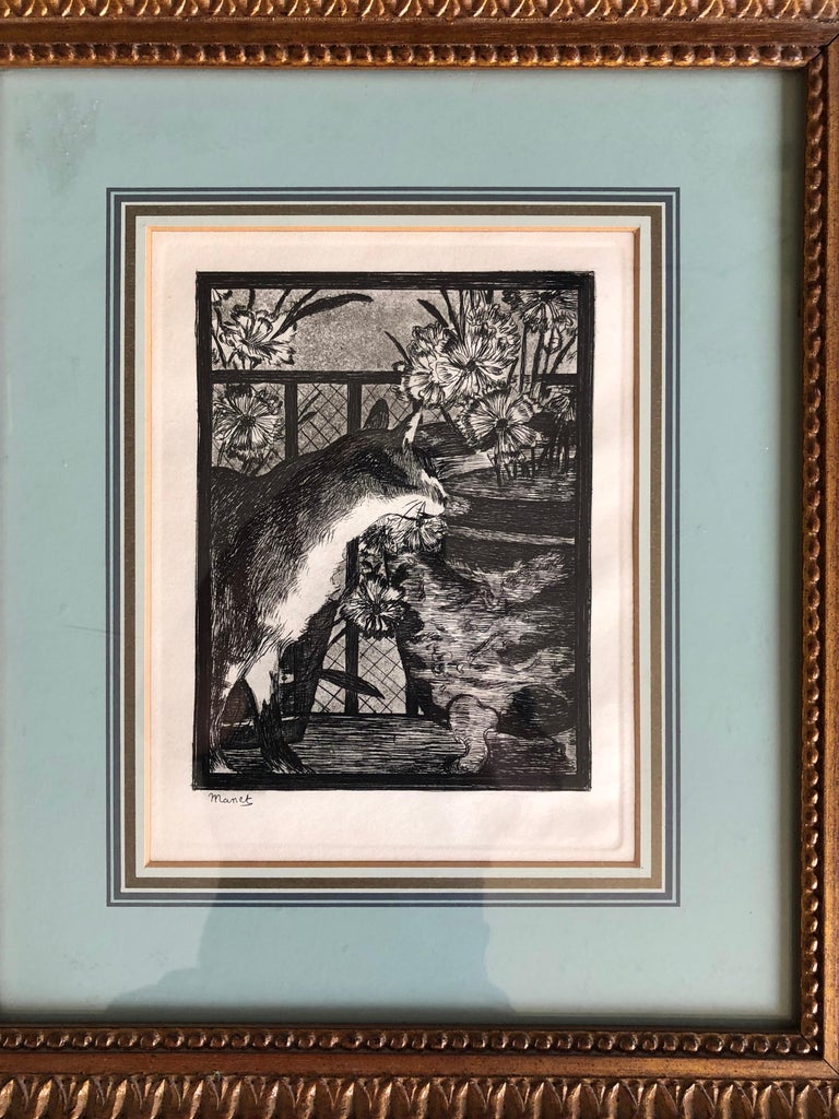 Édouard Manet - Edouard Manet 1869 Cat with Flowers etching at 1stDibs