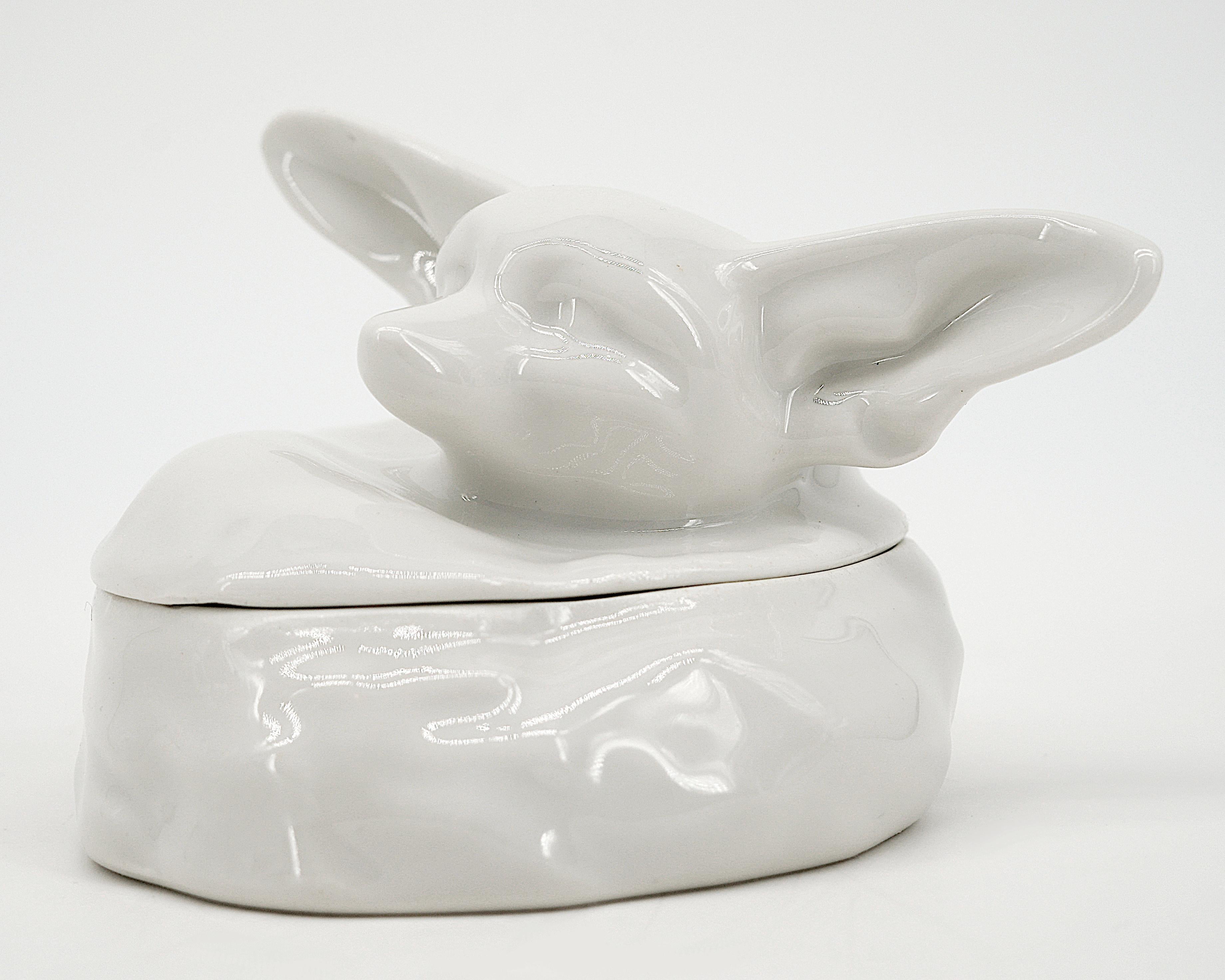 Edouard Marcel Sandoz Porcelain Lying Fennec Candy Box, 1921 For Sale ...