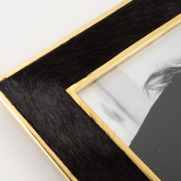 Edouard Rambaud Paris Gilt Metal and Poney Fur Picture Frame, 1990s For ...