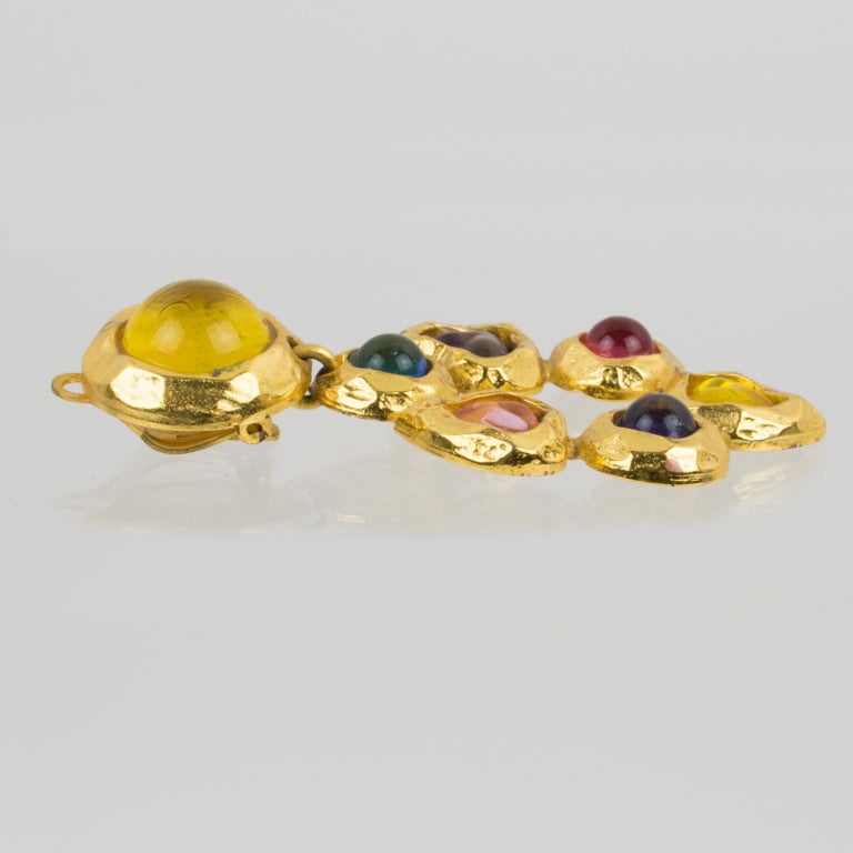 Edouard Rambaud Paris Massive Jeweled Dangle Clip Earrings at 1stDibs