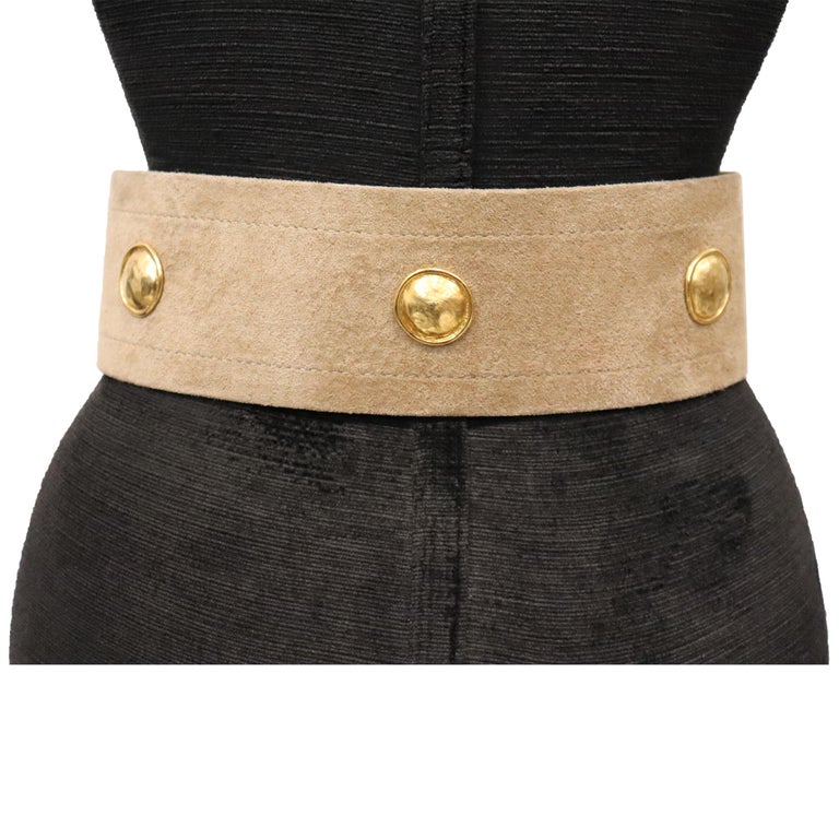 Edouard Rambaud Pour Portanera Paris Beige Suède Belt W/ Gold Metal ...