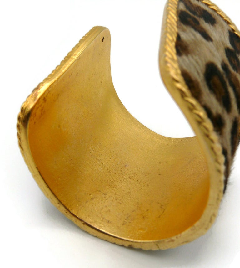 Edouard Rambaud Vintage Faux Leopard and Hearts Cuff Bracelet For Sale ...