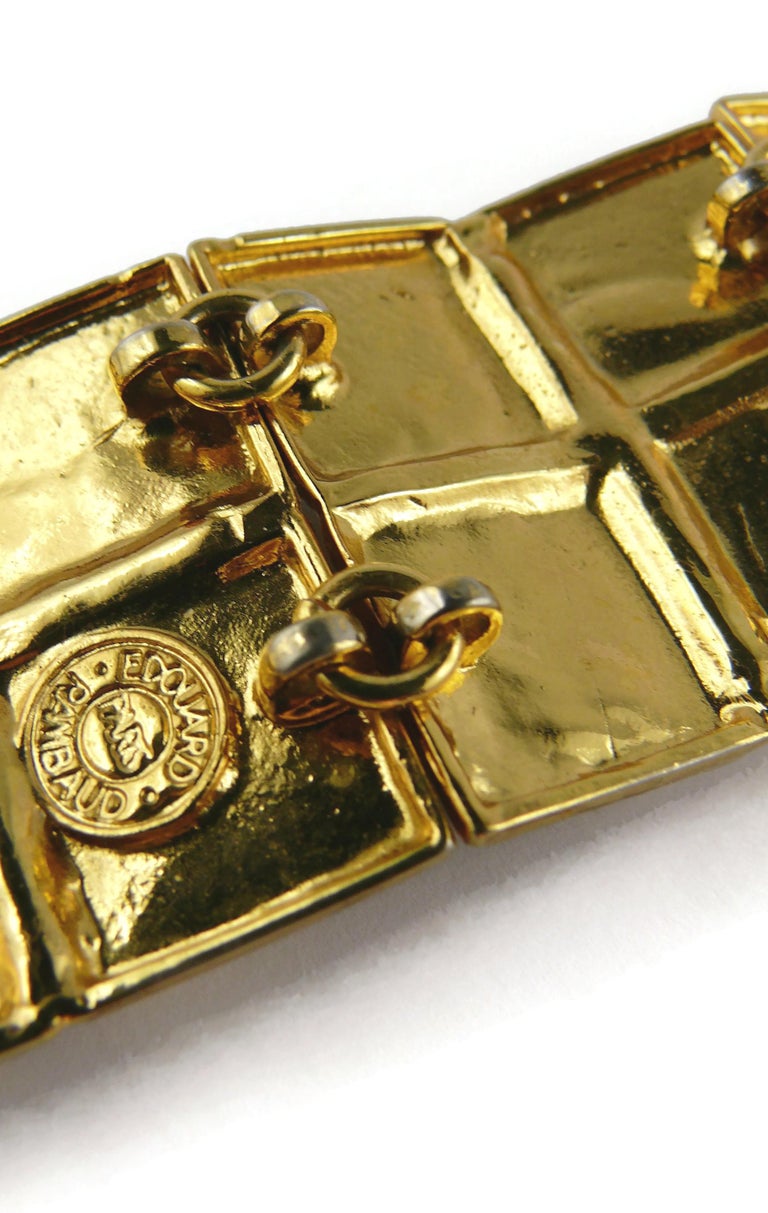 Edouard Rambaud Vintage Gold Toned Resin Cabochons Articulated Cuff ...