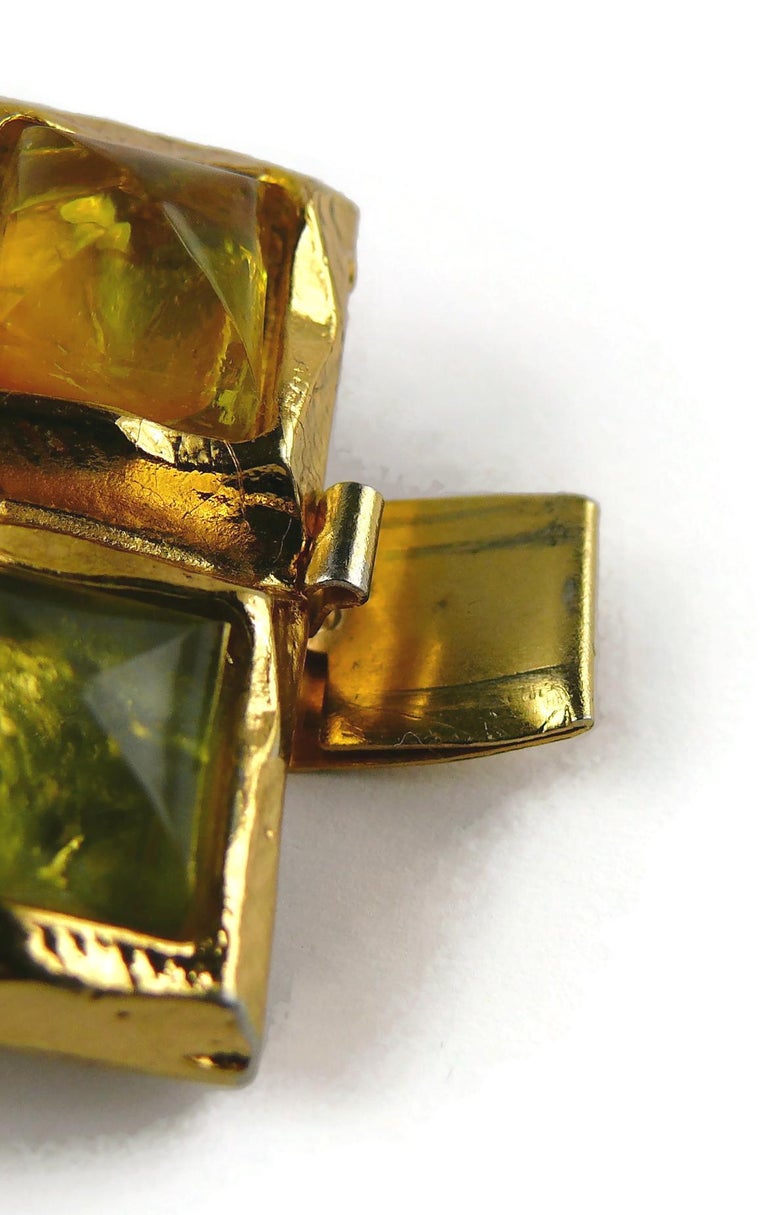 Edouard Rambaud Vintage Gold Toned Resin Cabochons Articulated Cuff ...