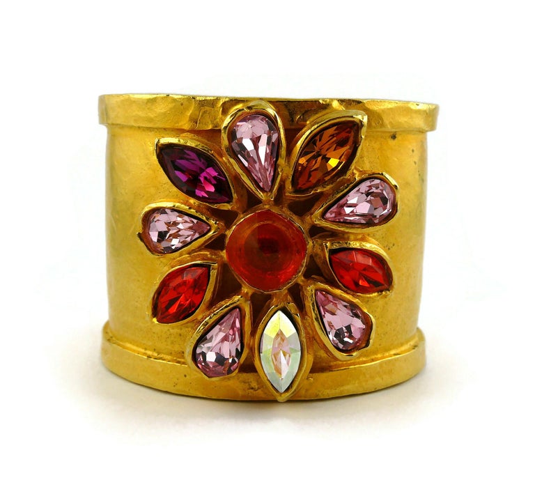 Edouard Rambaud Vintage Jewelled Cuff Bracelet For Sale at 1stDibs