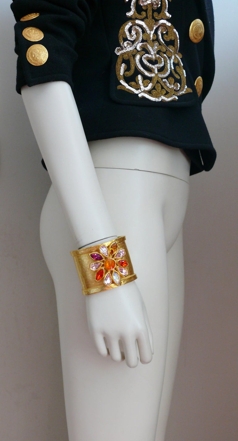 Edouard Rambaud Vintage Jewelled Cuff Bracelet For Sale at 1stDibs