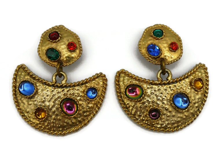 EDOUARD RAMBAUD Vintage Massive Jewelled Dangling Earrings For Sale at ...