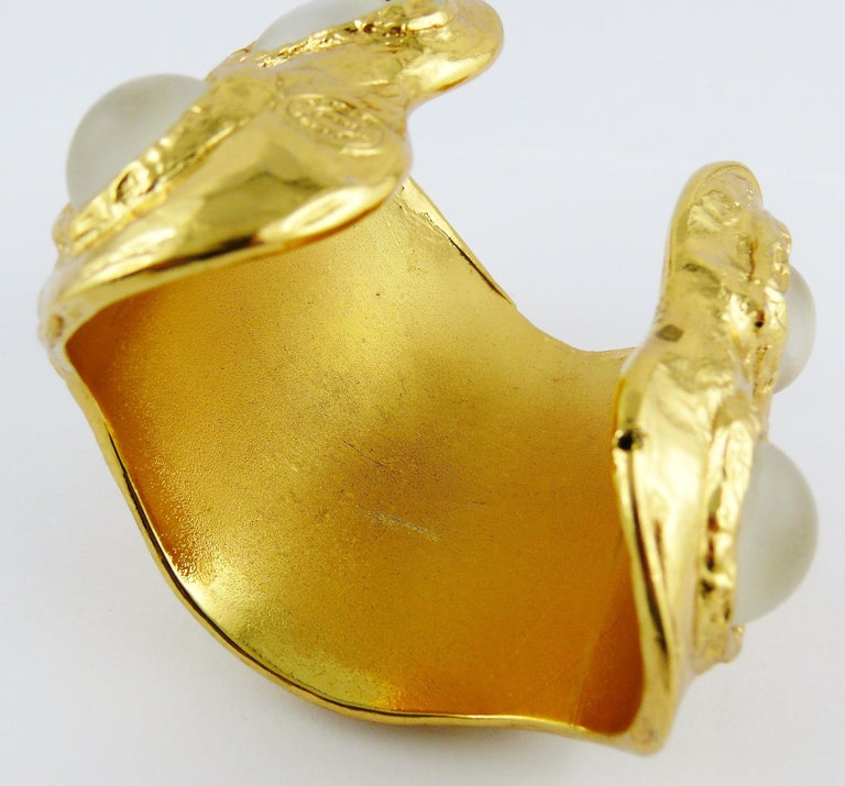 Edouard Rambaud Vintage Massive Textured Cabochons Brutalist Cuff ...