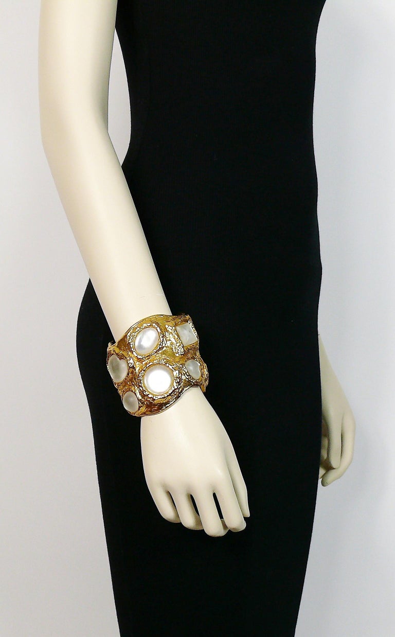 Edouard Rambaud Vintage Massive Textured Cabochons Brutalist Cuff ...