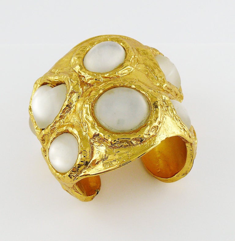 Edouard Rambaud Vintage Massive Textured Cabochons Brutalist Cuff ...