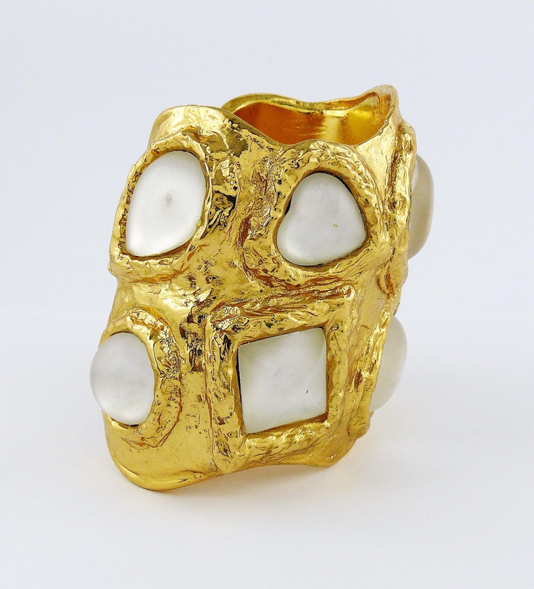 Edouard Rambaud Vintage Massive Textured Cabochons Brutalist Cuff ...