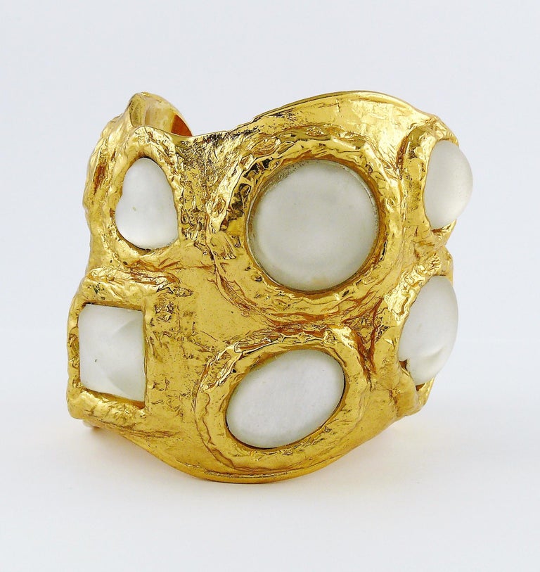 Edouard Rambaud Vintage Massive Textured Cabochons Brutalist Cuff ...