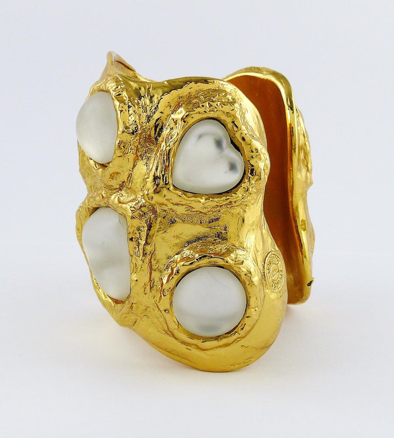 Edouard Rambaud Vintage Massive Textured Cabochons Brutalist Cuff ...