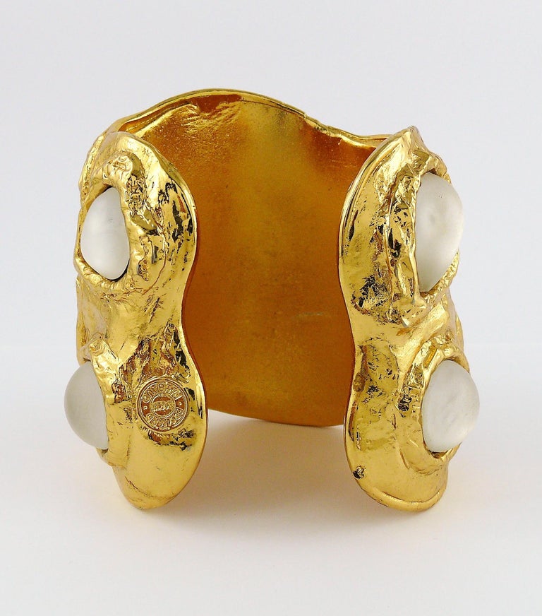 Edouard Rambaud Vintage Massive Textured Cabochons Brutalist Cuff ...