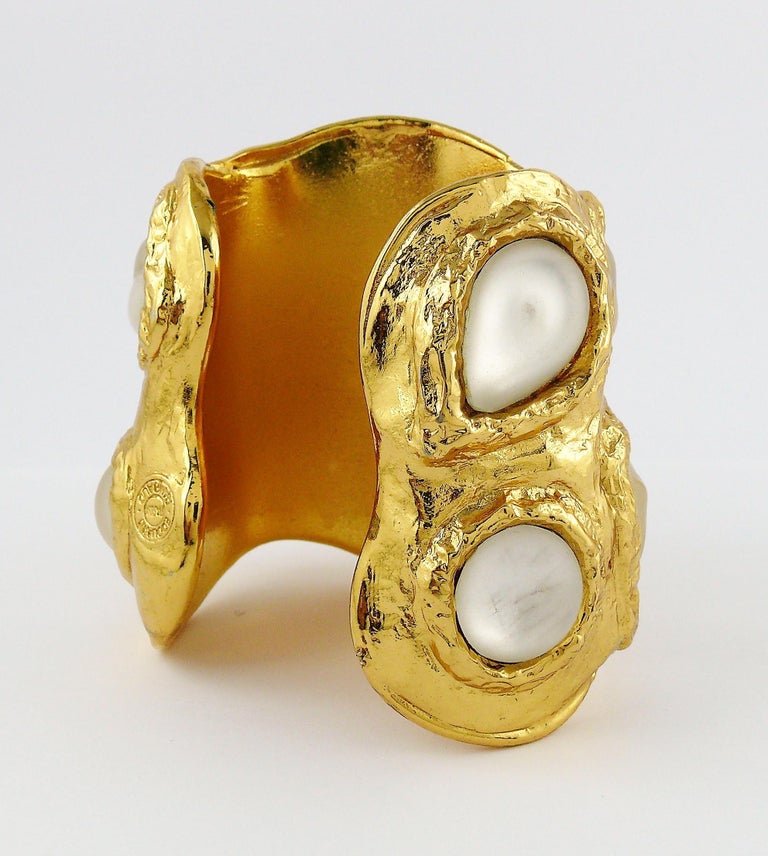 Edouard Rambaud Vintage Massive Textured Cabochons Brutalist Cuff ...