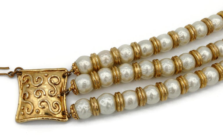 Edouard Rambaud Vintage Three Strand Pearl Choker Necklace at 1stDibs