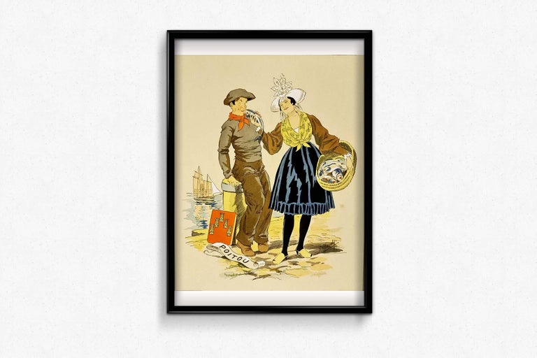 Edouard Renaudin (Naudy) - Nice stencil by Naudy for the Poitou region ...