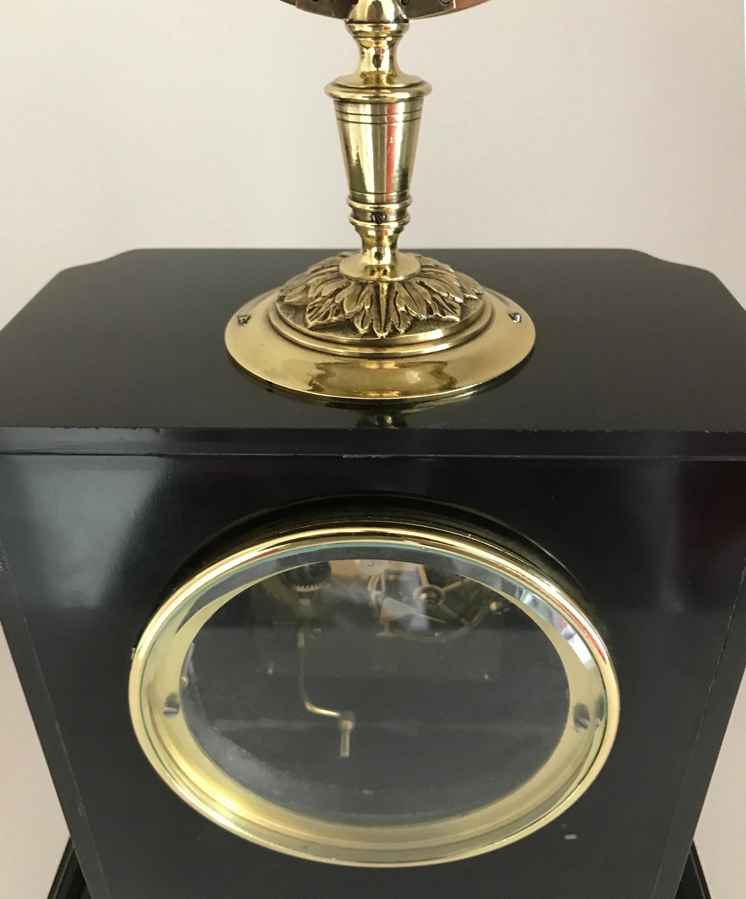 Black Marble Moonphase Rotating Globe Clock, Edouard Serin, Paris ...