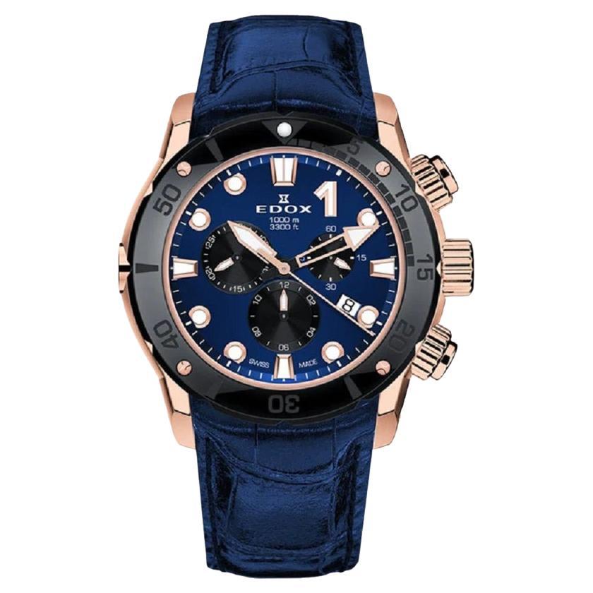Edox CO-1 Chronograph Quartz Blue Dial Men's Watch 10242TINBBUICDNO For Sale at 1stDibs