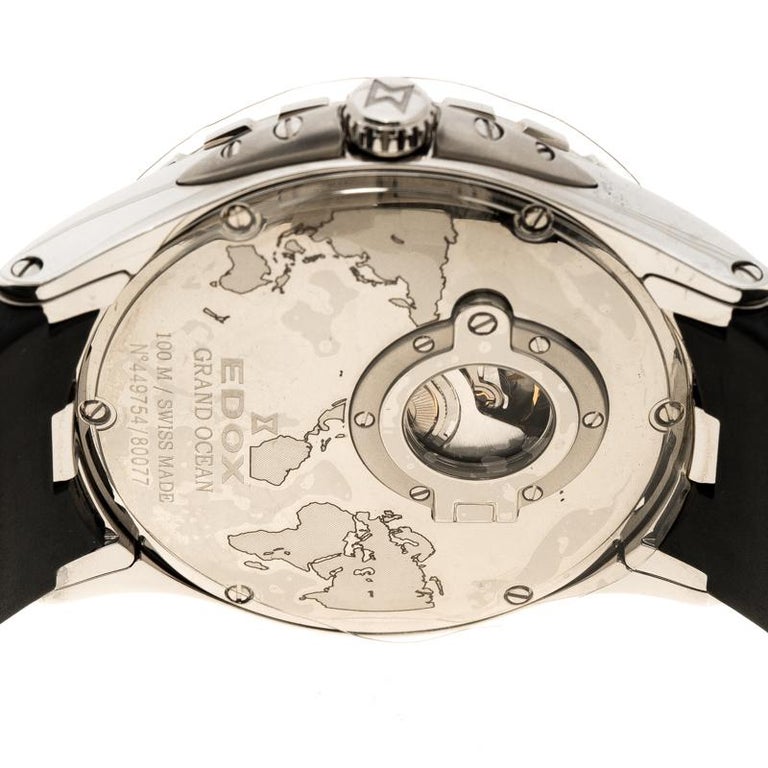 Edox White Stainless Steel Grand Ocean 80077 Men's Wristwatch 45 mm For ...