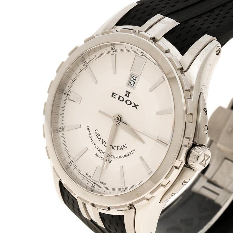 Edox White Stainless Steel Grand Ocean 80077 Men's Wristwatch 45 mm For ...