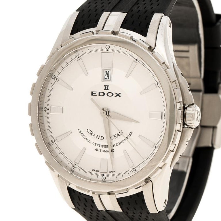 Edox White Stainless Steel Grand Ocean 80077 Men's Wristwatch 45 mm For ...