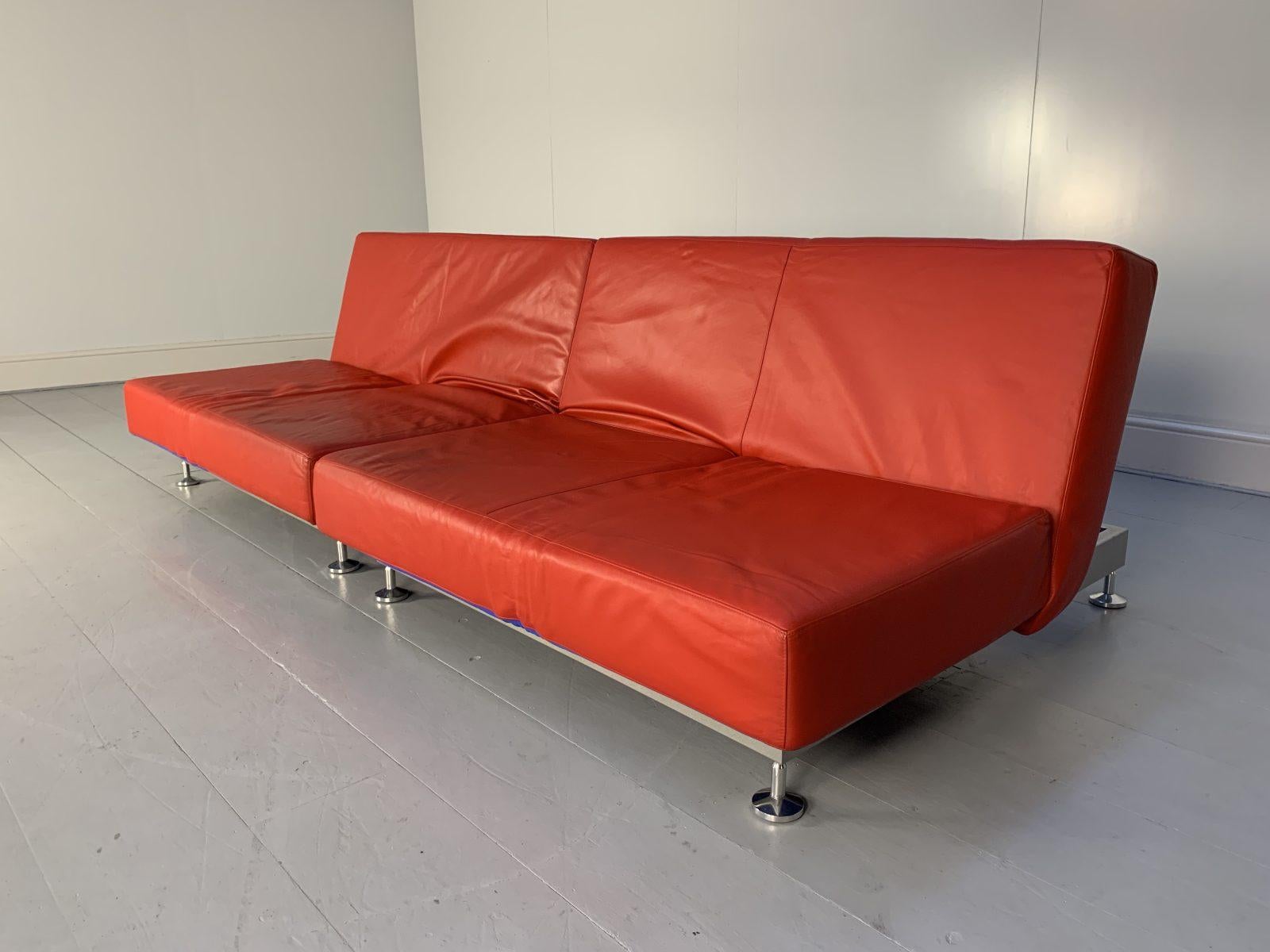 Edra “Damier” Multifunction Sofa Chaise, in Red Leather For Sale at 1stDibs