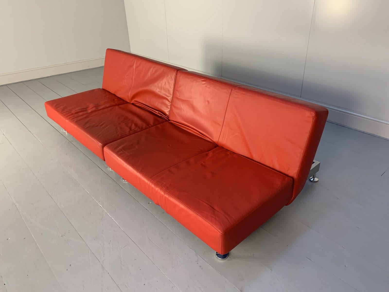 Edra “Damier” Multifunction Sofa Chaise, in Red Leather For Sale at 1stDibs