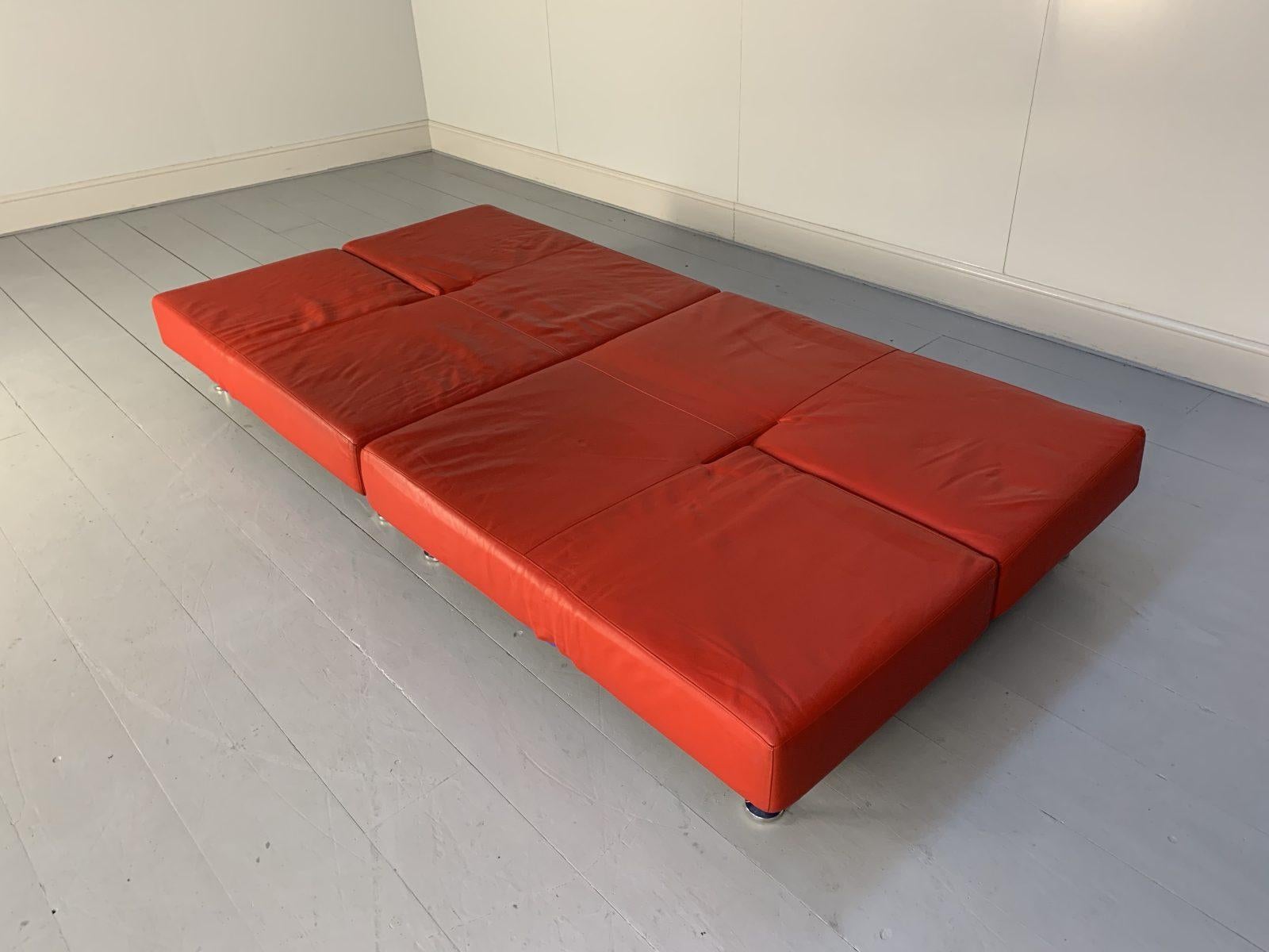 Edra “Damier” Multifunction Sofa Chaise, in Red Leather For Sale at 1stDibs