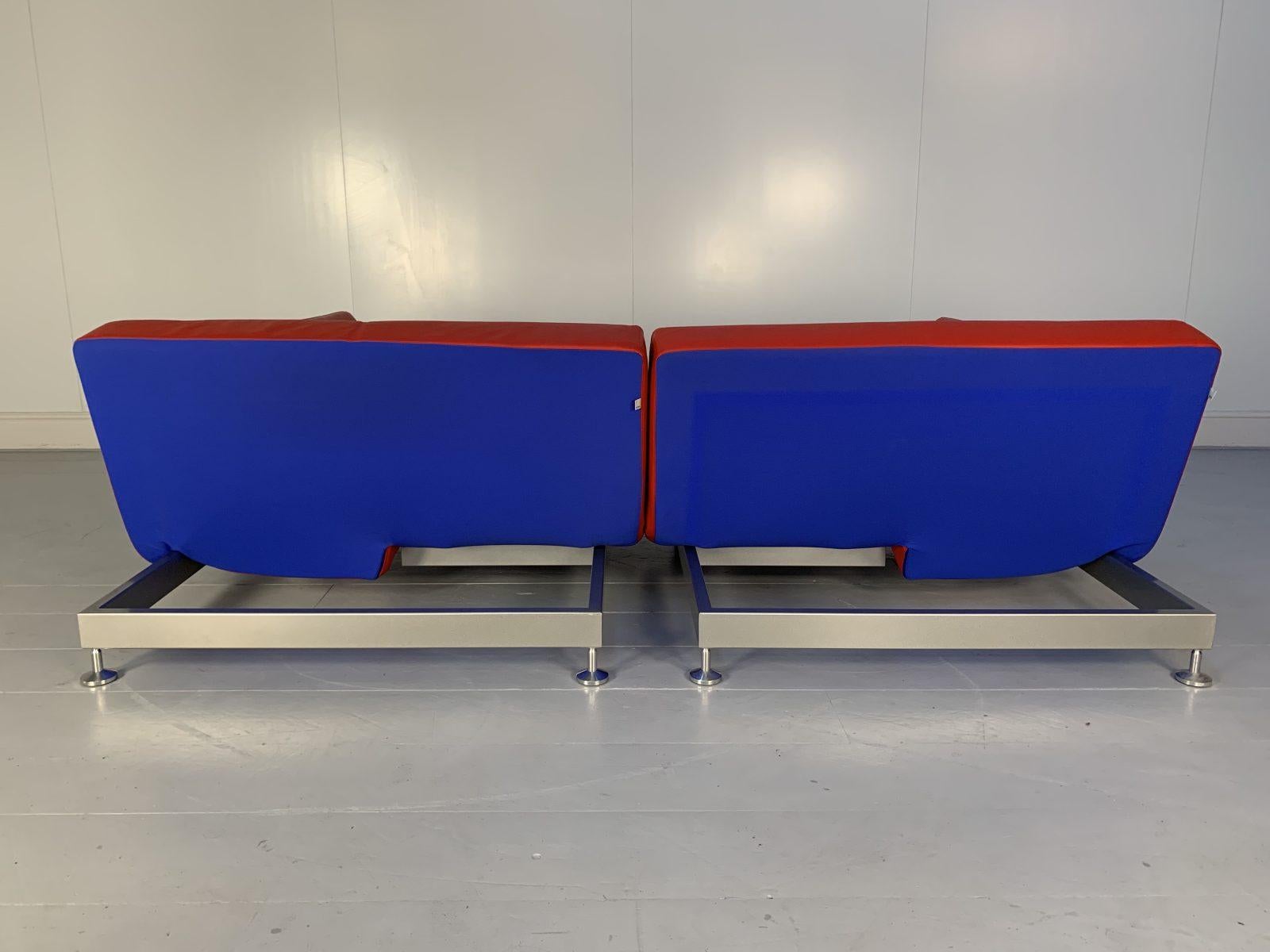 Edra “Damier” Multifunction Sofa Chaise, in Red Leather For Sale at 1stDibs