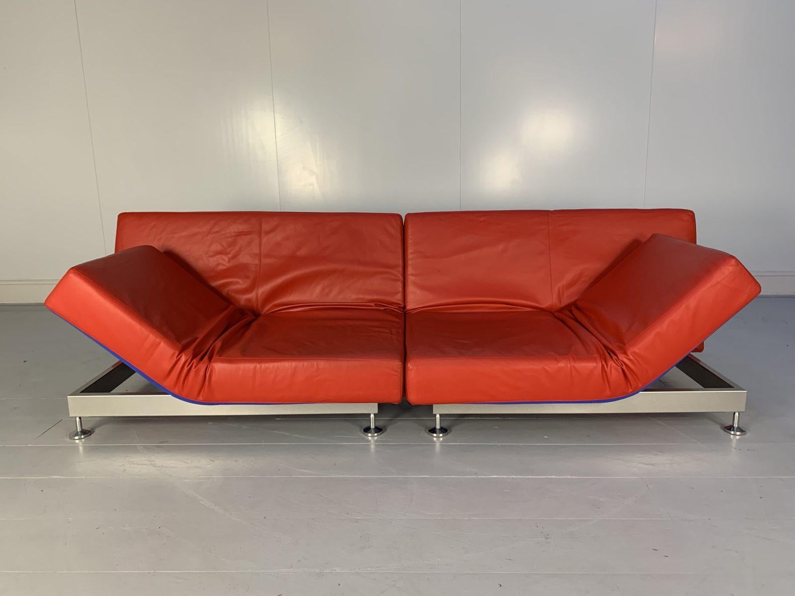 Edra “Damier” Multifunction Sofa Chaise, in Red Leather For Sale at 1stDibs