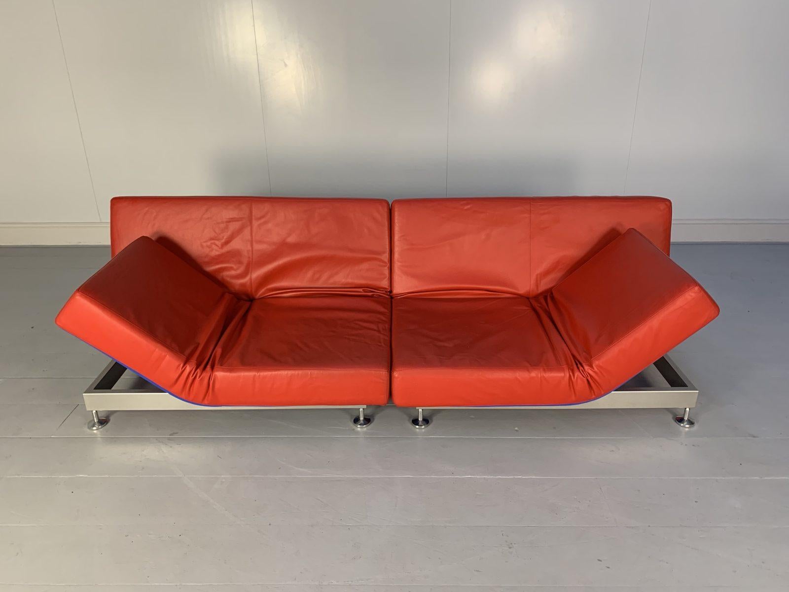 Edra “Damier” Multifunction Sofa Chaise, in Red Leather For Sale at 1stDibs