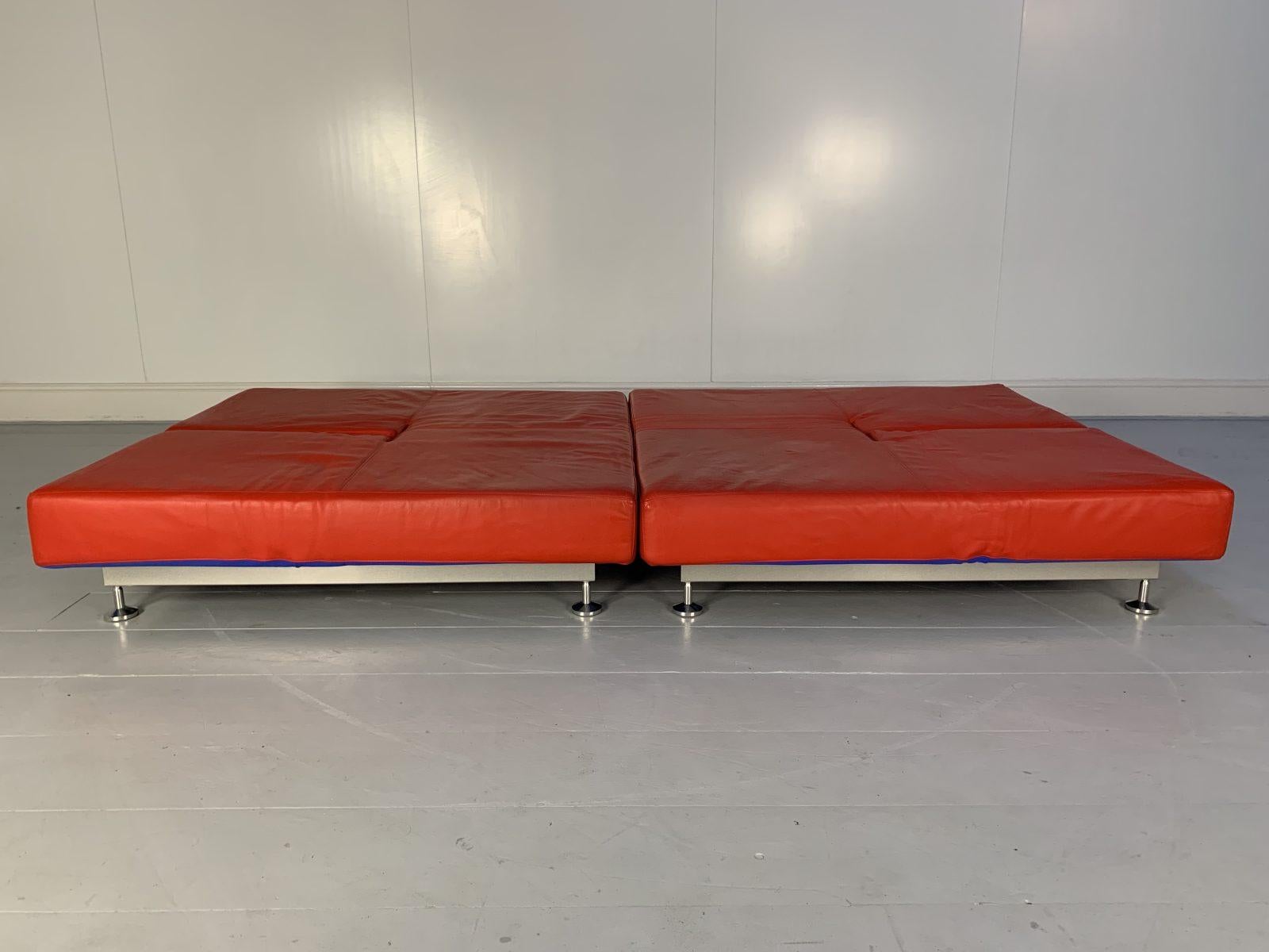 Edra “Damier” Multifunction Sofa Chaise, in Red Leather For Sale at 1stDibs