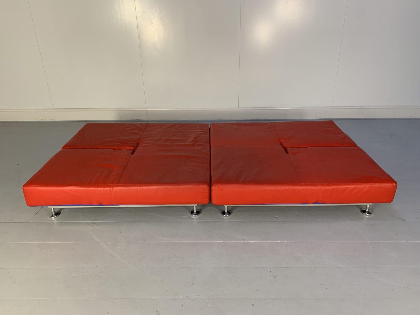 Edra “Damier” Multifunction Sofa Chaise, in Red Leather For Sale at 1stDibs