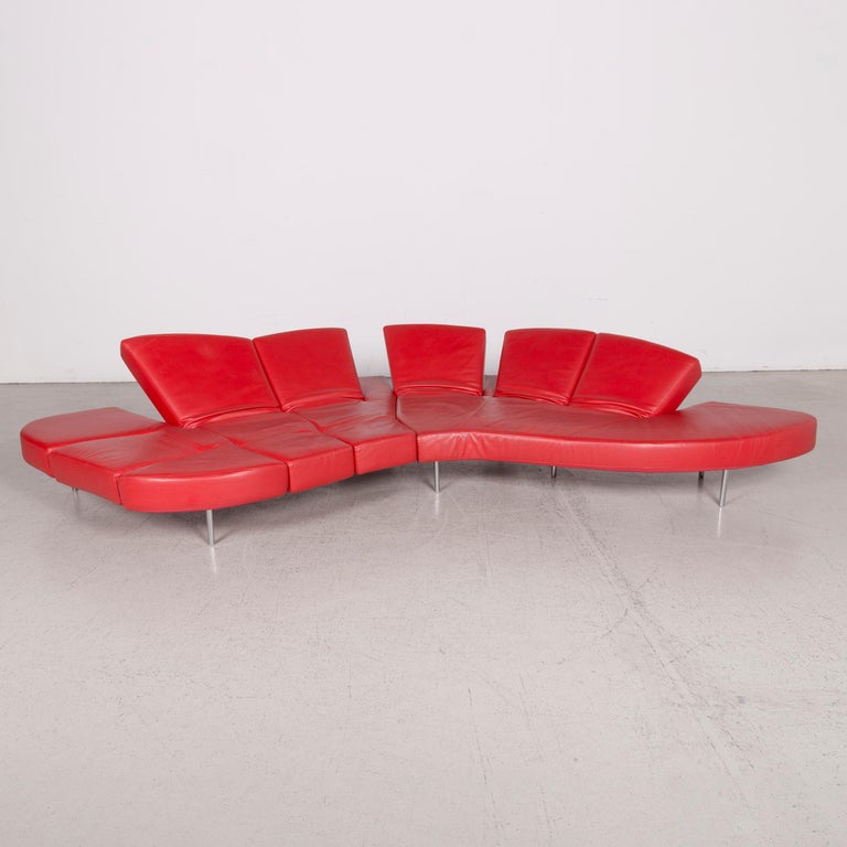 Edra Flap Designer Leather Sofa Red Corner Sofa Real Leather Couch ...