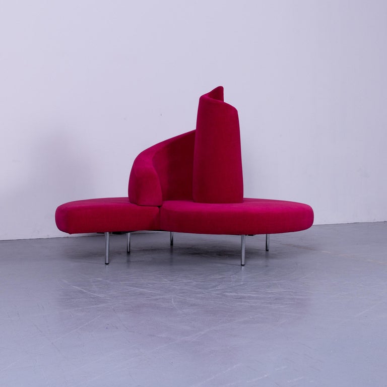 Edra Tatlin Designer Fabric Sofa Pink Four-Seat Couch at 1stDibs