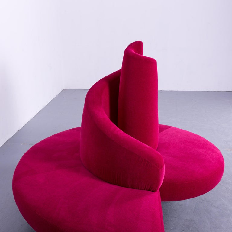 Edra Tatlin Designer Fabric Sofa Pink Four-Seat Couch at 1stDibs